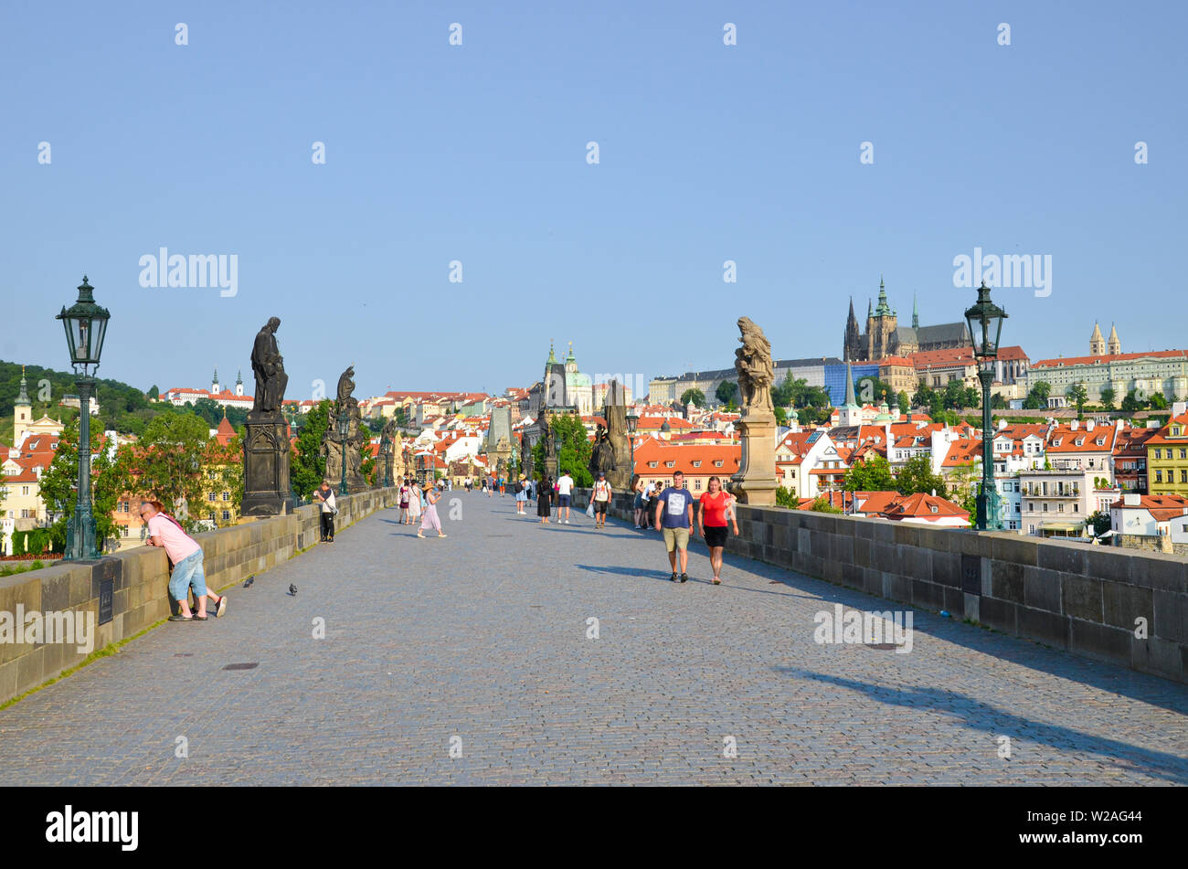 Prague, Czech Republic - June 27th 2019: People walking on famous ...