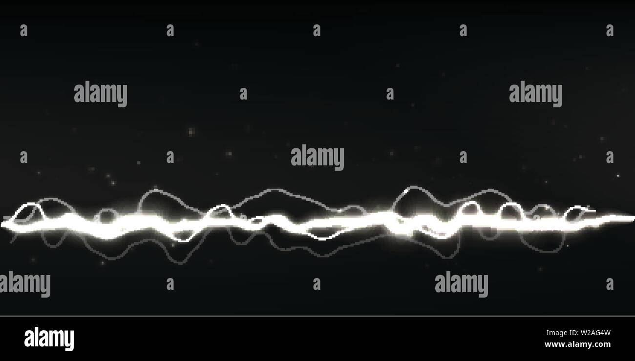 White vector lightning flash or magic ray on black background, vector ...