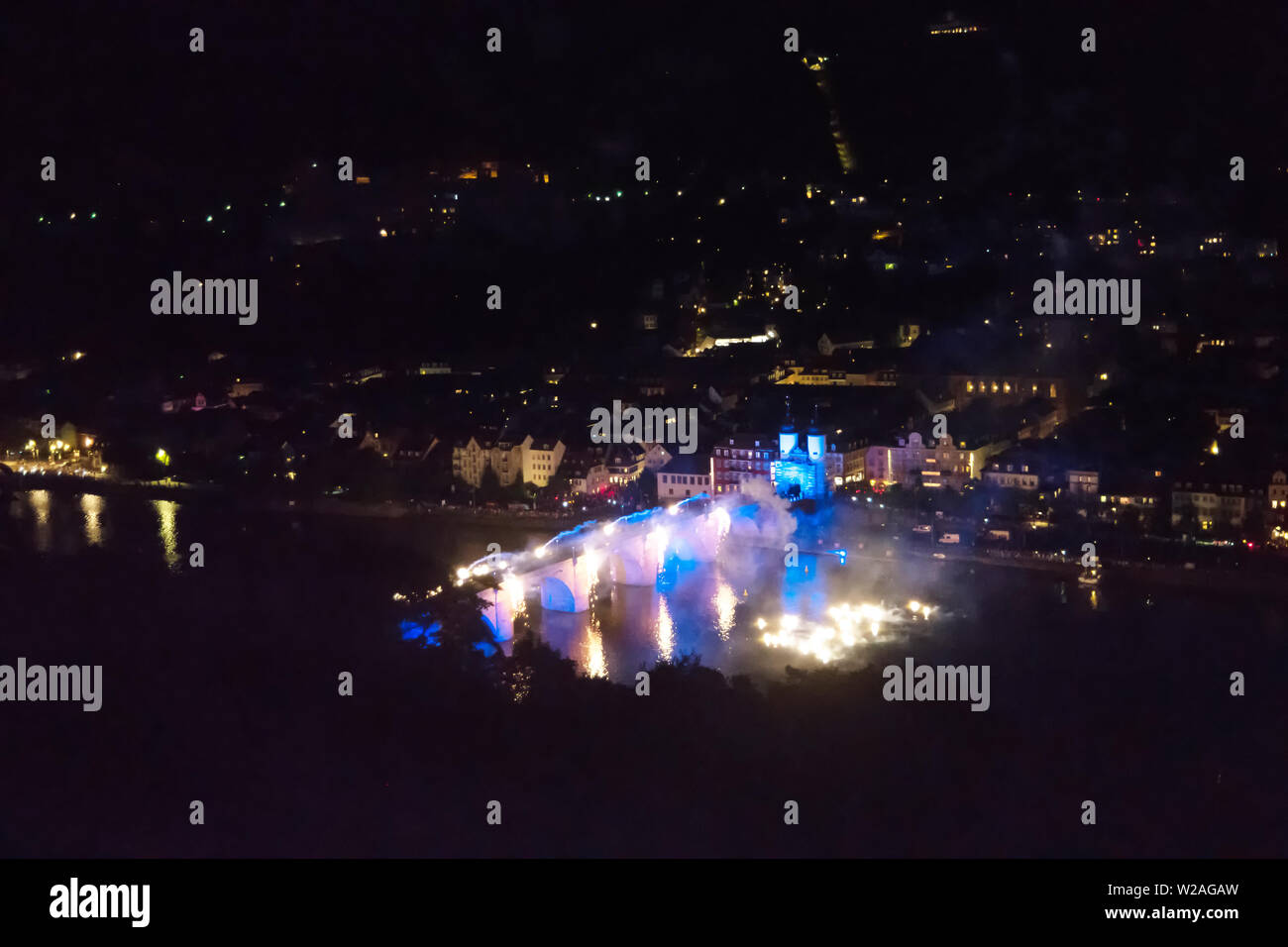 Fireworks over Heidelberg in Germany at night Stock Photo - Alamy