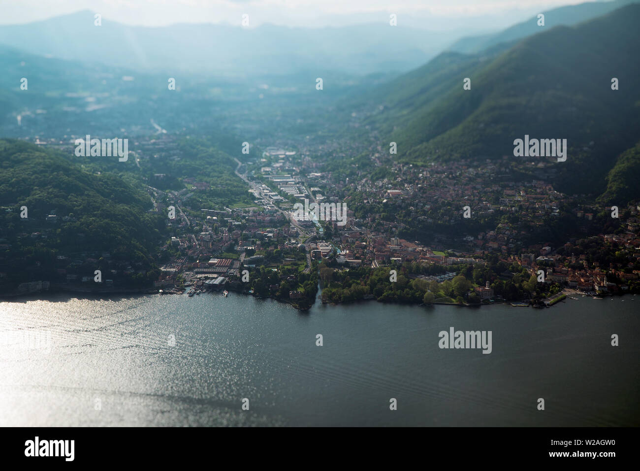 Aerial view on Cernobbio town from Brunate mountain in Italy Stock ...