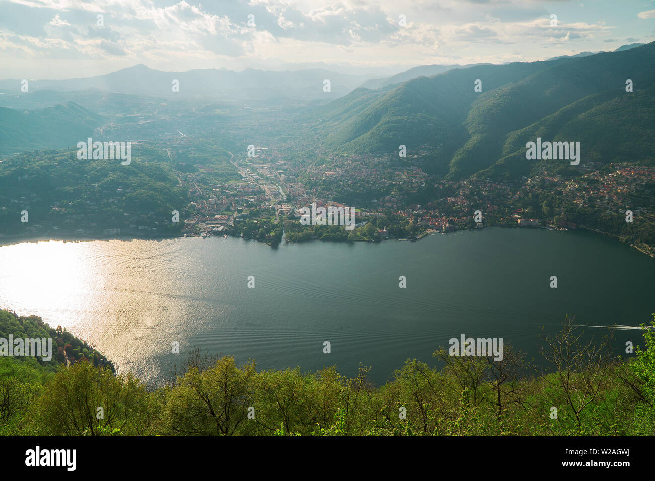 Aerial view on Cernobbio town from Brunate mountain in Italy Stock ...