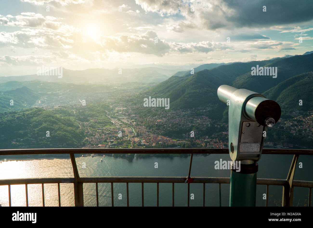 Aerial view on Cernobbio town from Brunate mountain in Italy Stock ...