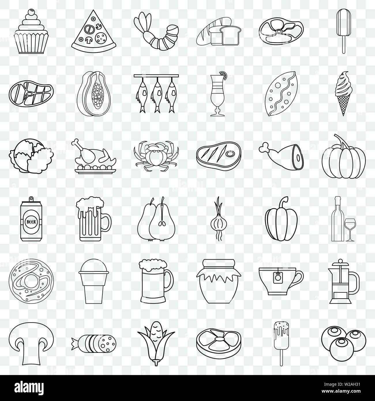 Drink icons set, outline style Stock Vector Image & Art - Alamy