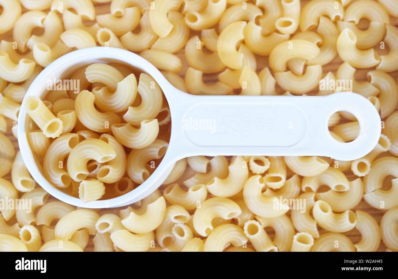 Food and Cuisine, Top View of Uncooked and Dried Elbow Macaroni or ...
