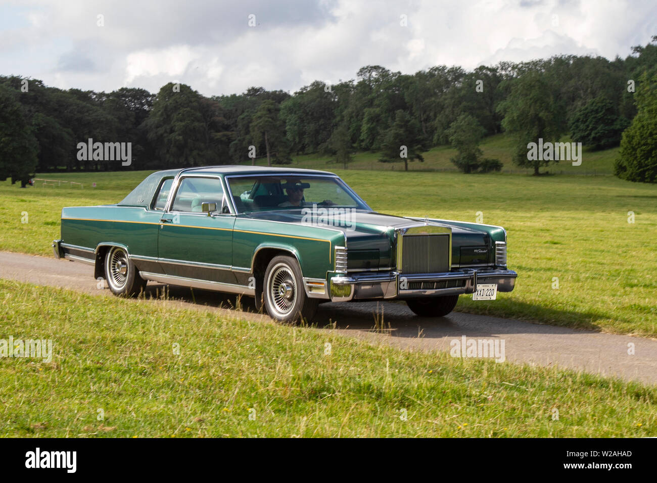 1977 70s seventies green Lincoln American cars at Classic Car Rally on ...