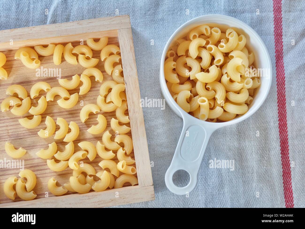 Food and Cuisine, Top View of Uncooked and Dried Elbow Macaroni or ...