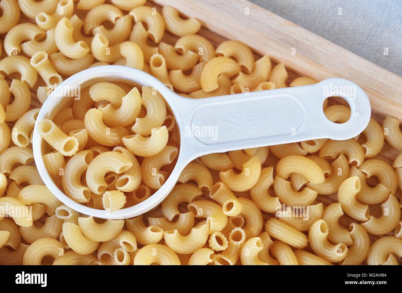 Food and Cuisine, Top View of Uncooked and Dried Elbow Macaroni or ...