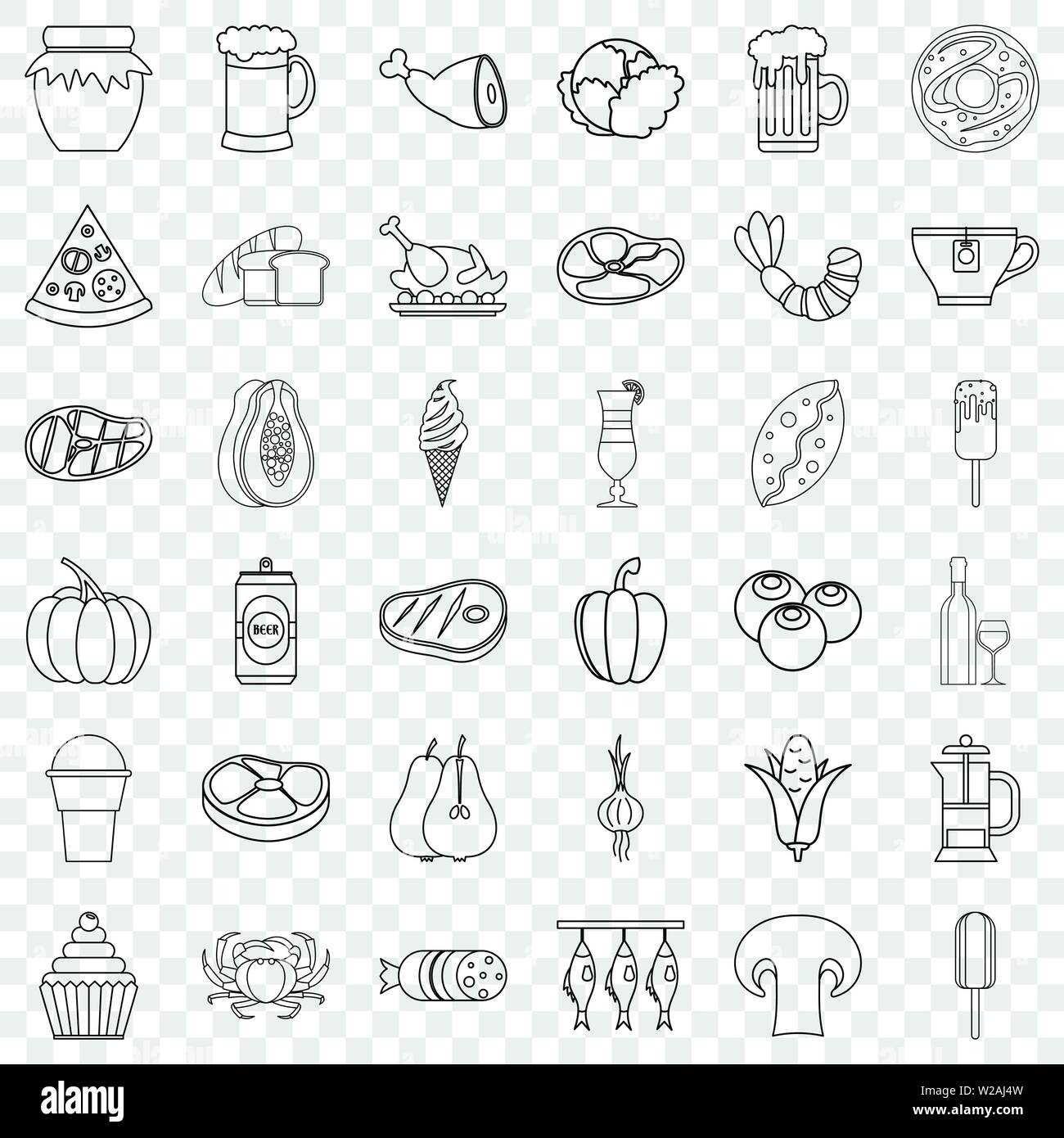 Jam icons set, outline style Stock Vector Image & Art - Alamy