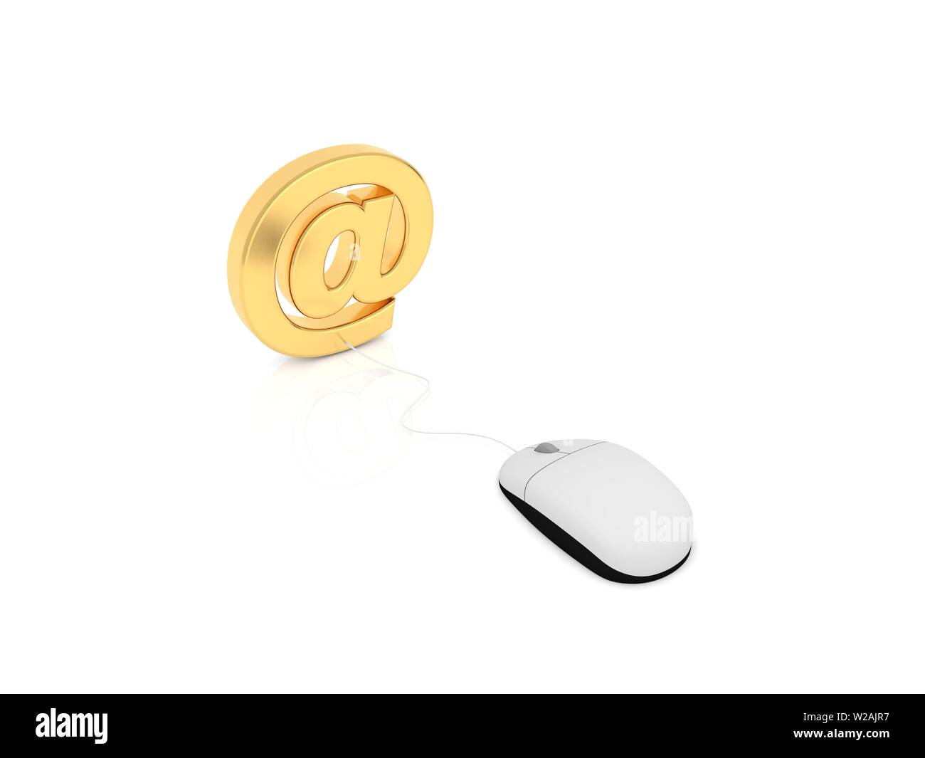 Computer mouse and email on a white background. 3d render illustration ...