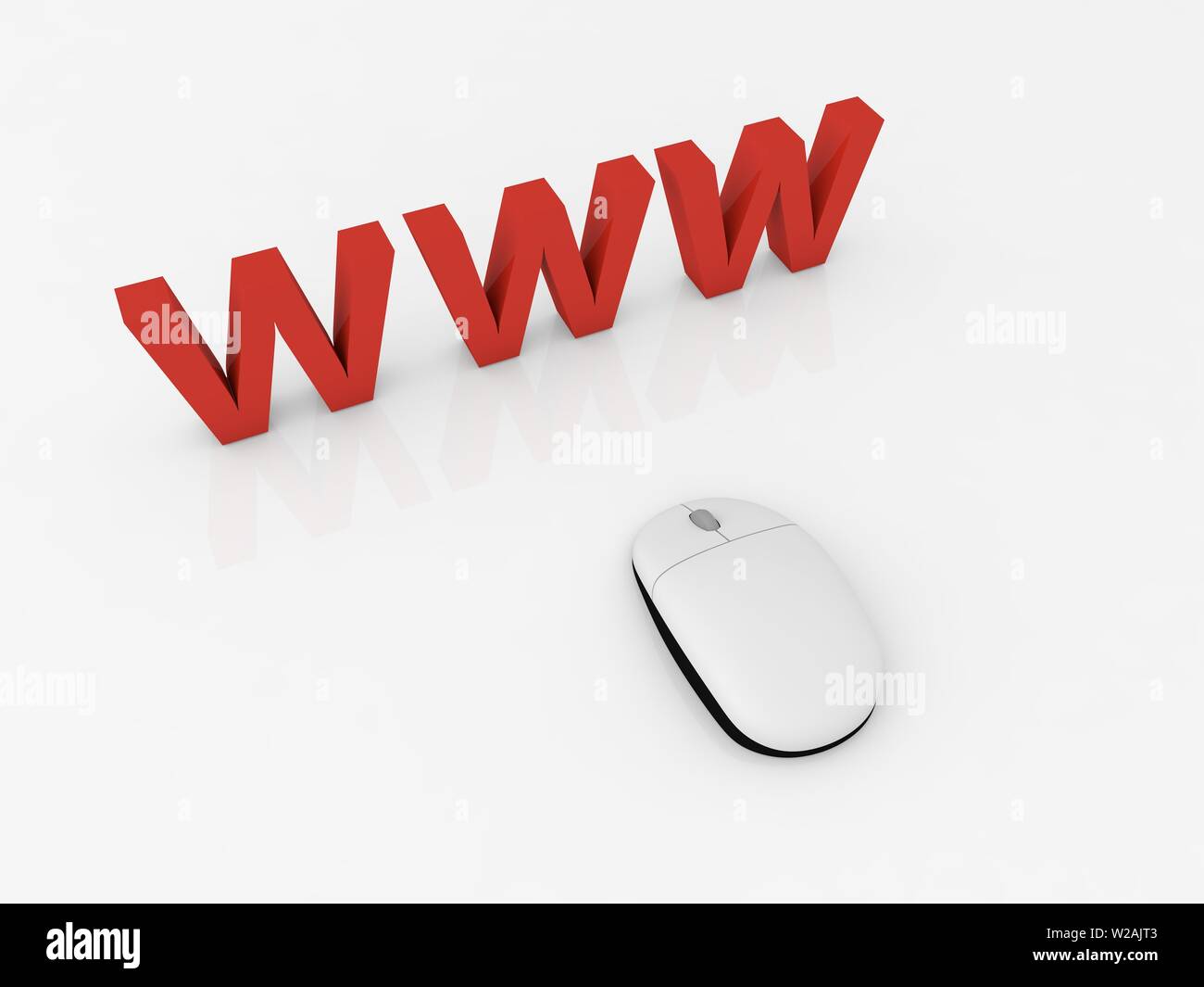 Web address and computer mouse on a white background. 3d render ...