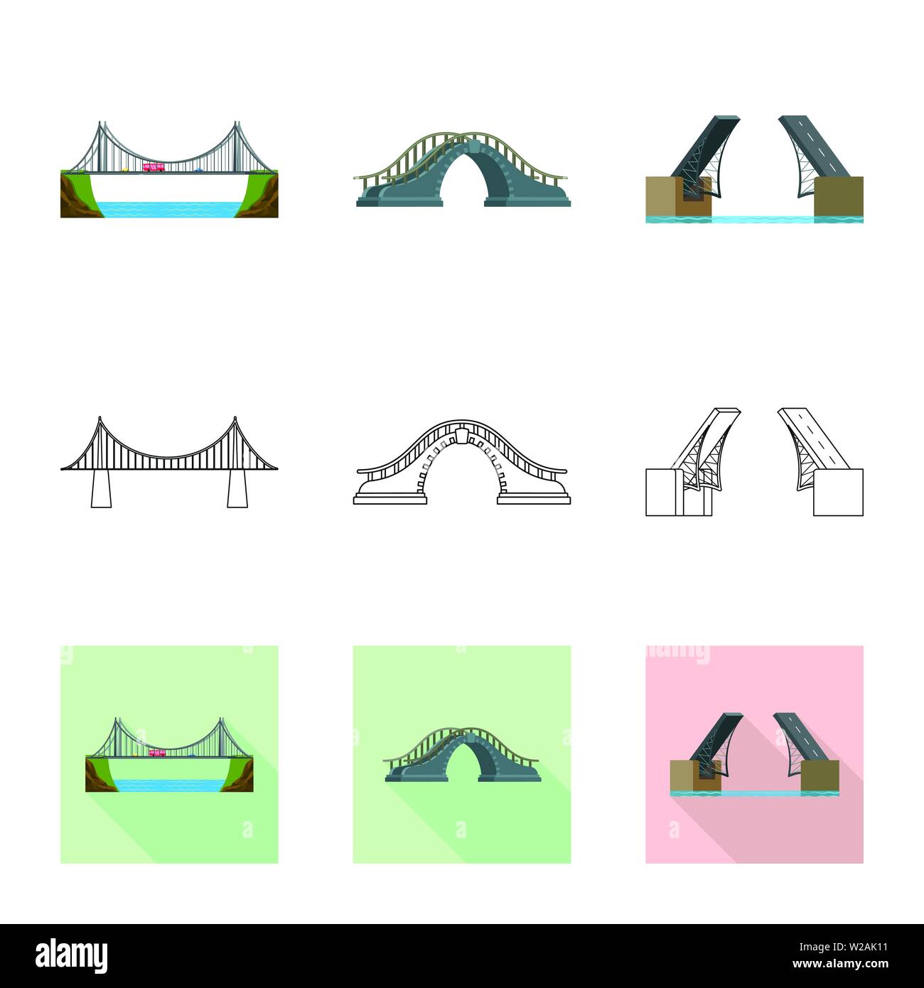 Vector illustration of connection and design symbol. Set of connection ...
