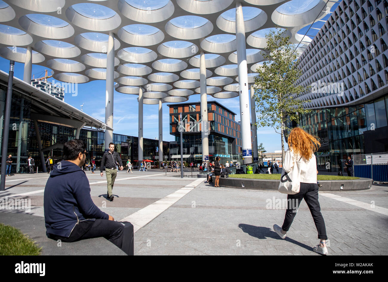 Utrecht, the Netherlands, station forecourt, Stationsplein, with a ...