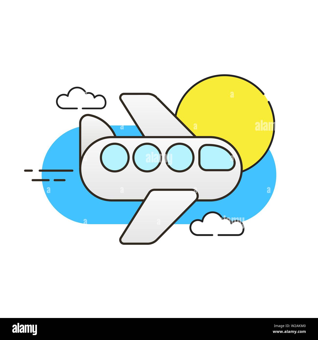 Plane In The Sky On White Background Vector Image Ready For Your Design ...