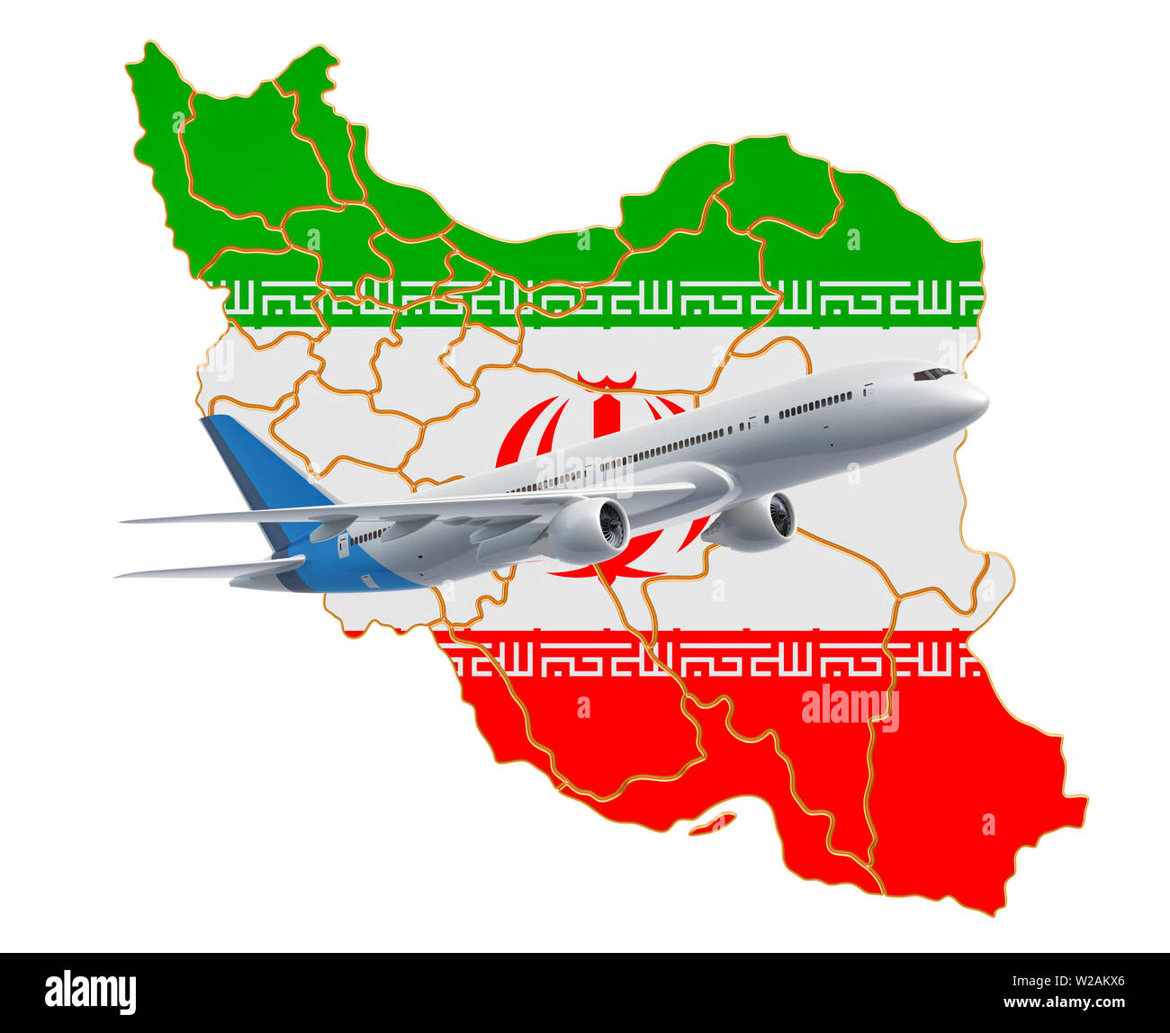 Flights to Iran, travel concept. 3D rendering isolated on white ...