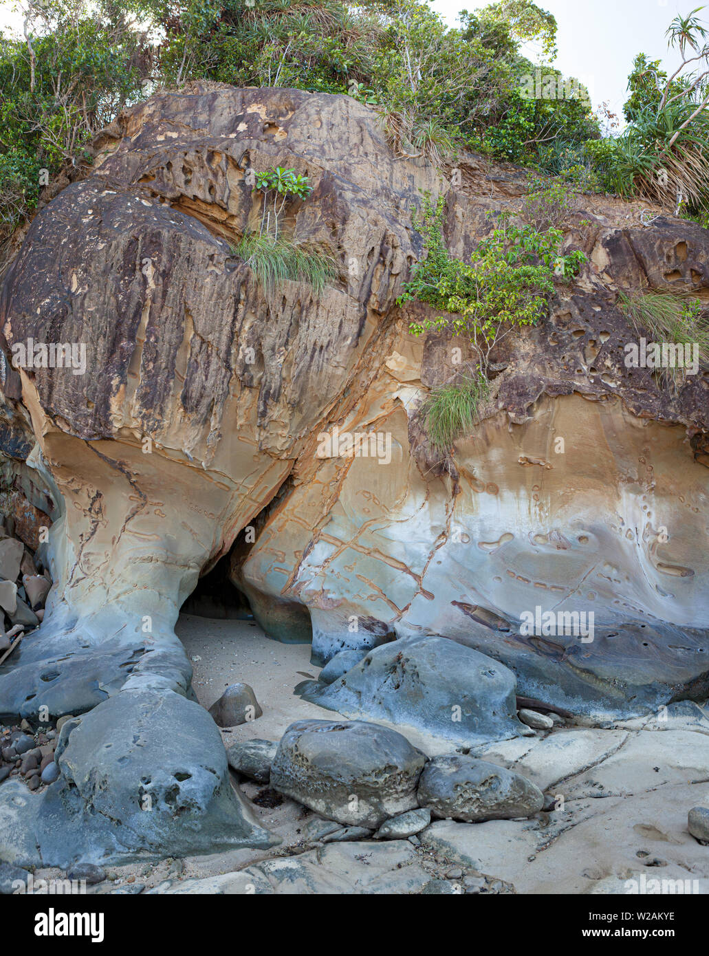 Beautiful sandstone rock at beach Stock Photo - Alamy