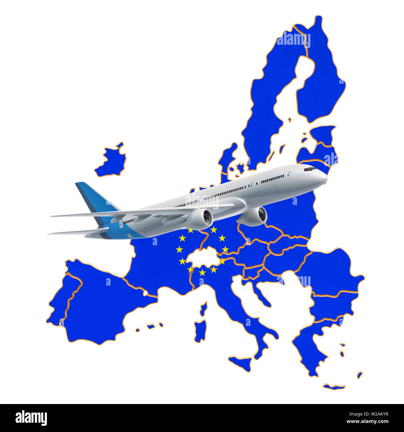 Europe map travel airplane hi-res stock photography and images - Alamy