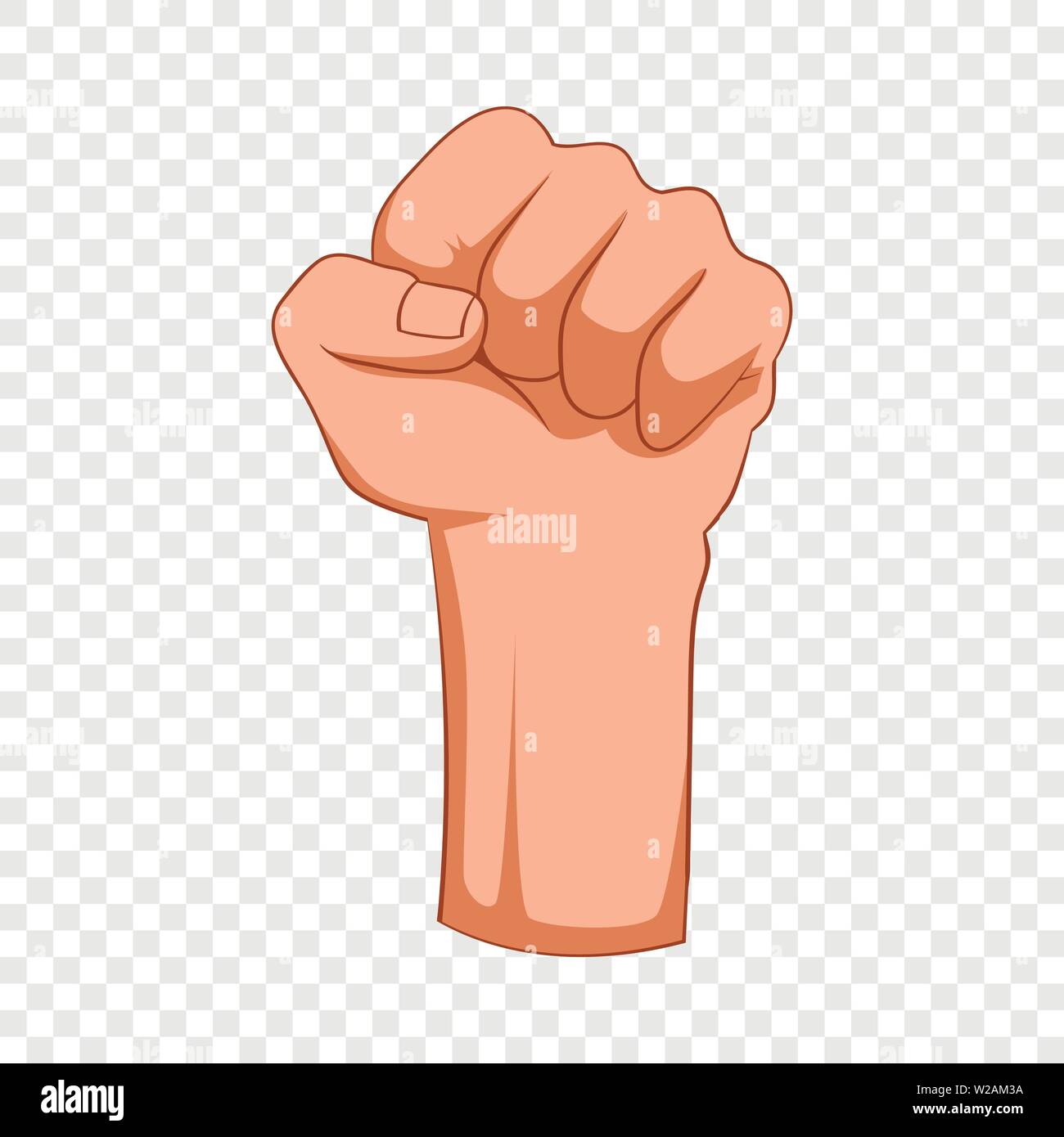 Raised up clenched male fist icon, cartoon style Stock Vector Image ...