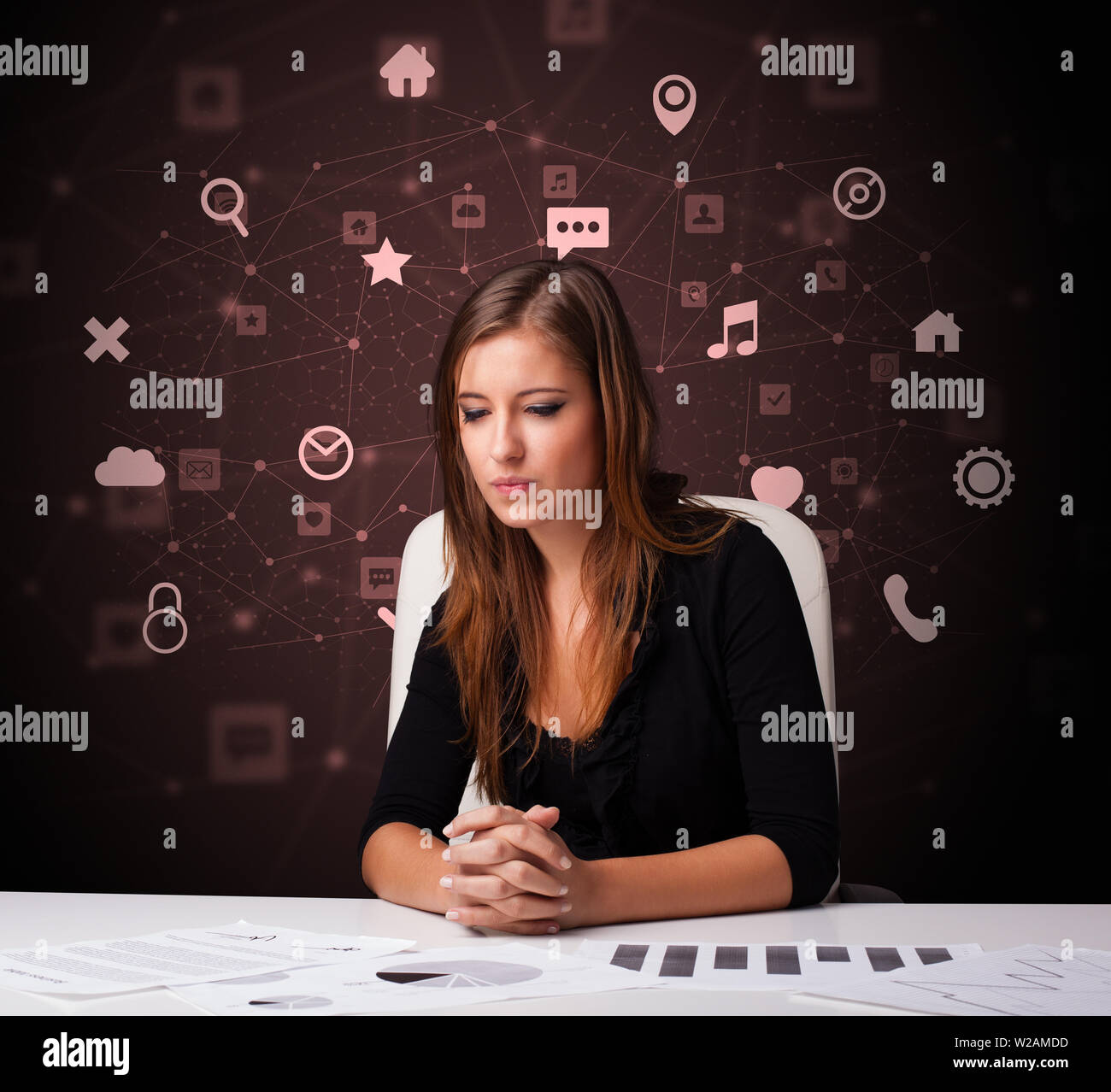 Secretary work with office and multitask concept Stock Photo - Alamy