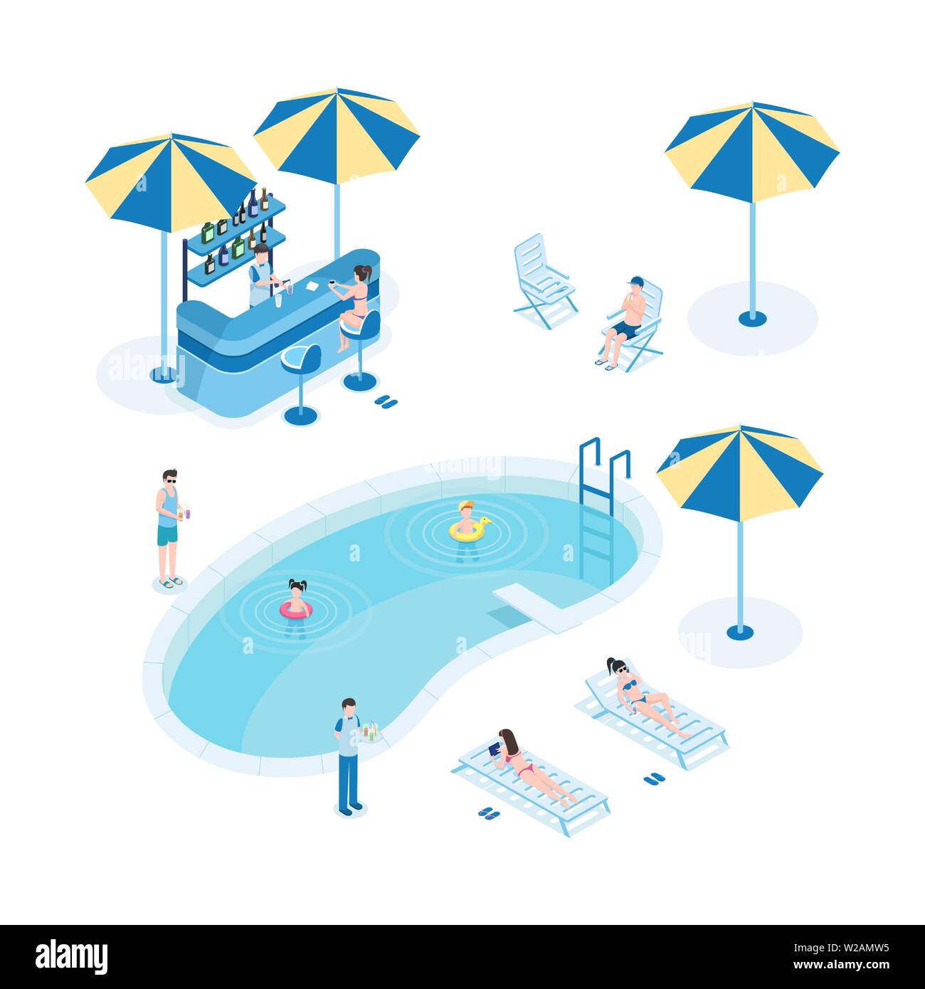 Hotel waiter pool Cut Out Stock Images & Pictures - Alamy