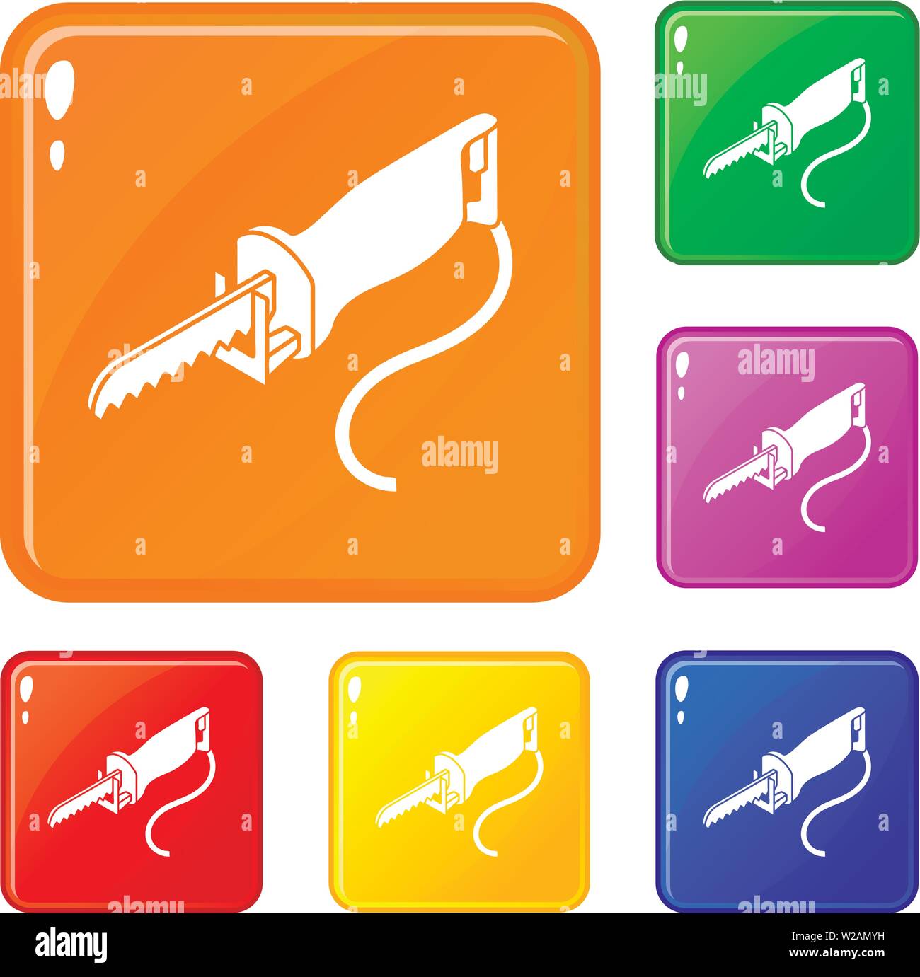 Electric pole saw icons set vector color Stock Vector Image & Art - Alamy