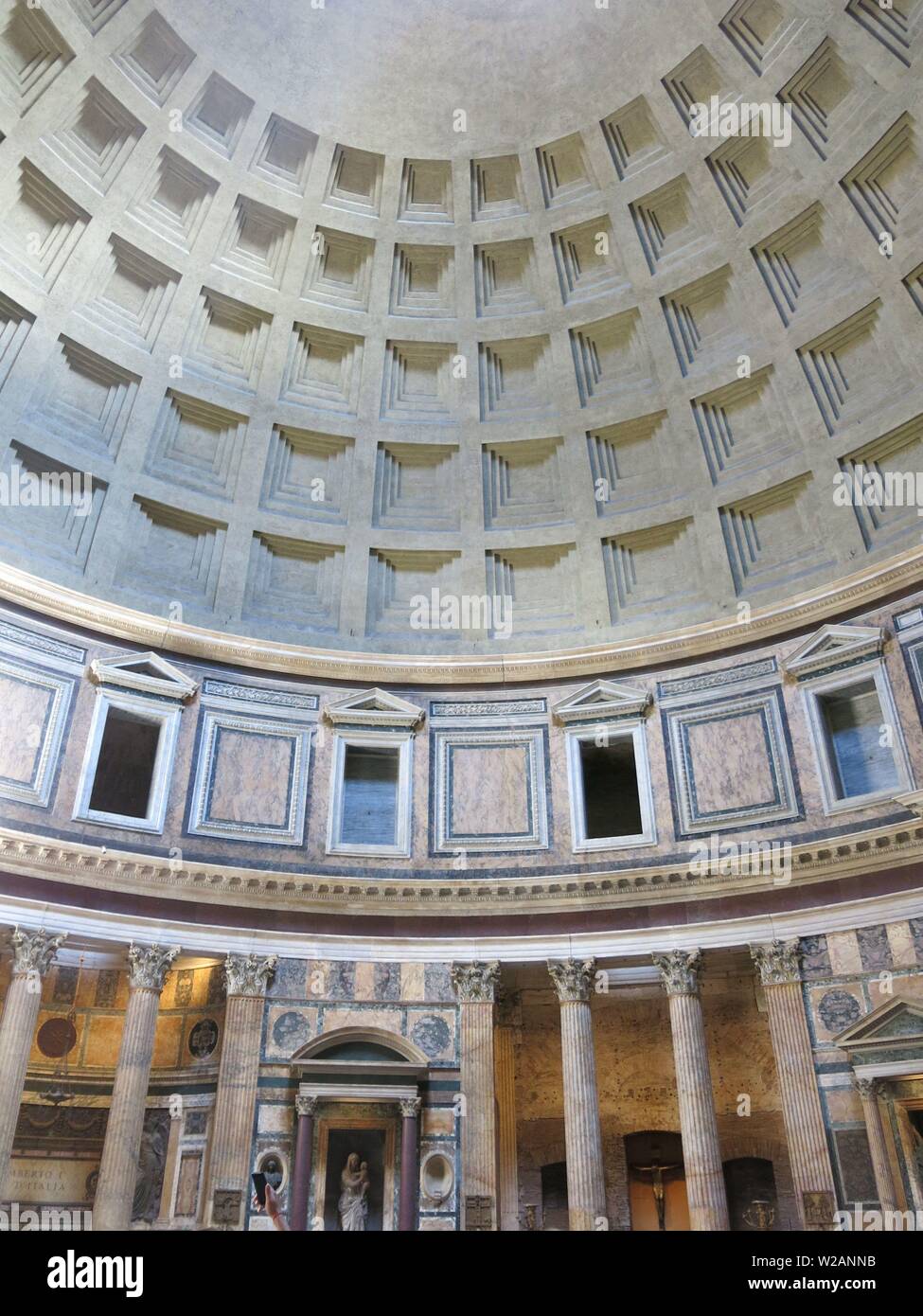 Interior view of the Pantheon in Rome, showing the internal columns ...