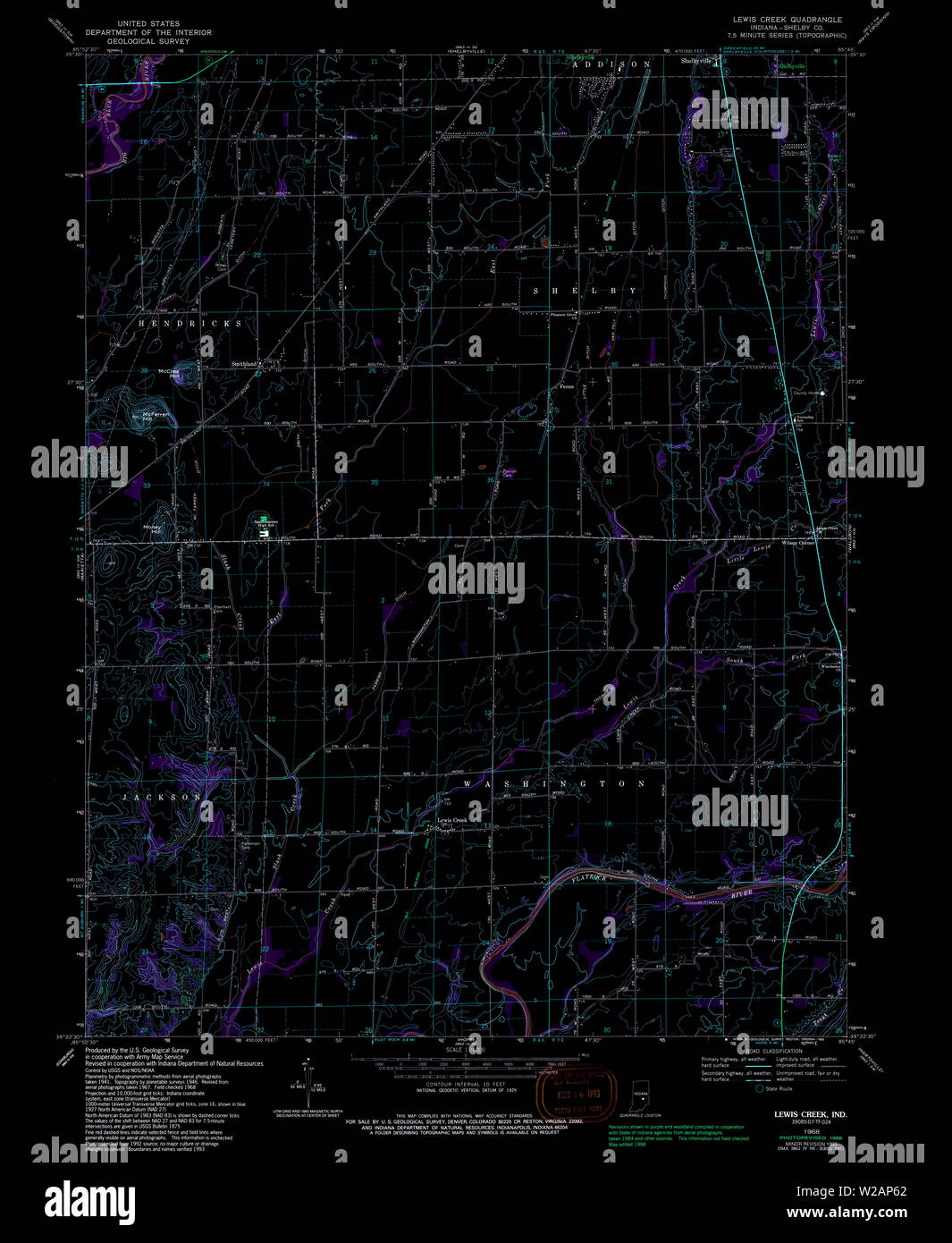 USGS TOPO Map Indiana IN Lewis Creek 156040 1968 24000 Inverted ...