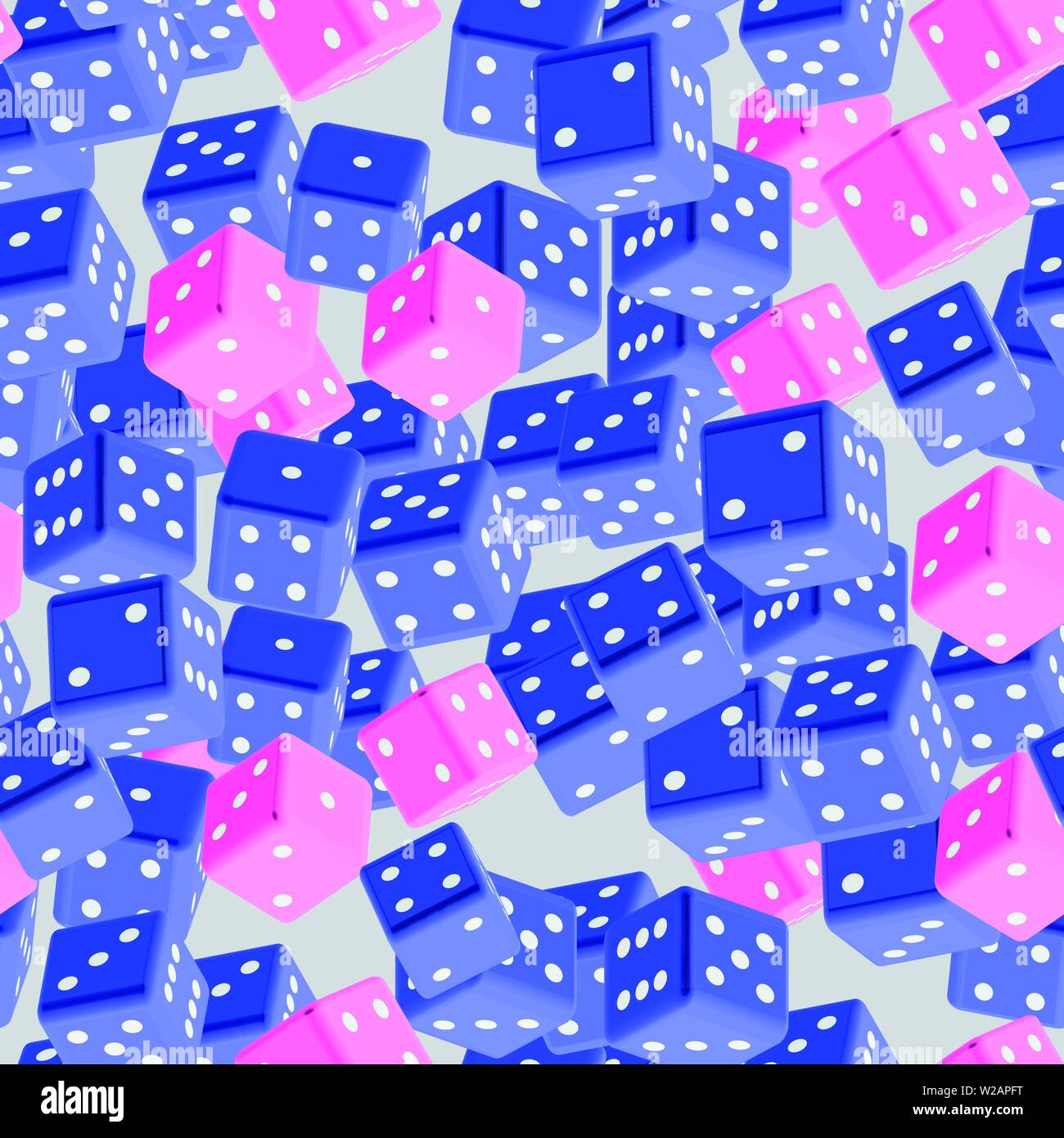 Blue Pink Dice Seamless Pattern, 3D Illustration Stock Vector Image ...