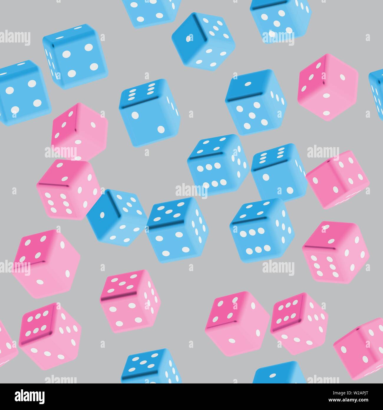 Blue Pink Dice Seamless Pattern, 3D Illustration Stock Vector Image ...