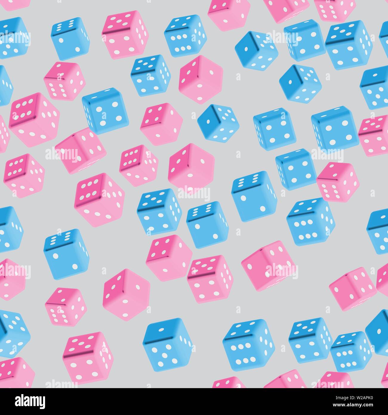 Blue Pink Dice Seamless Pattern, 3D Illustration Stock Vector Image ...