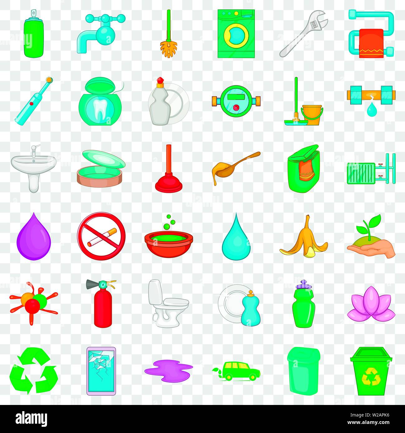 Garbage icons set, cartoon style Stock Vector Image & Art - Alamy