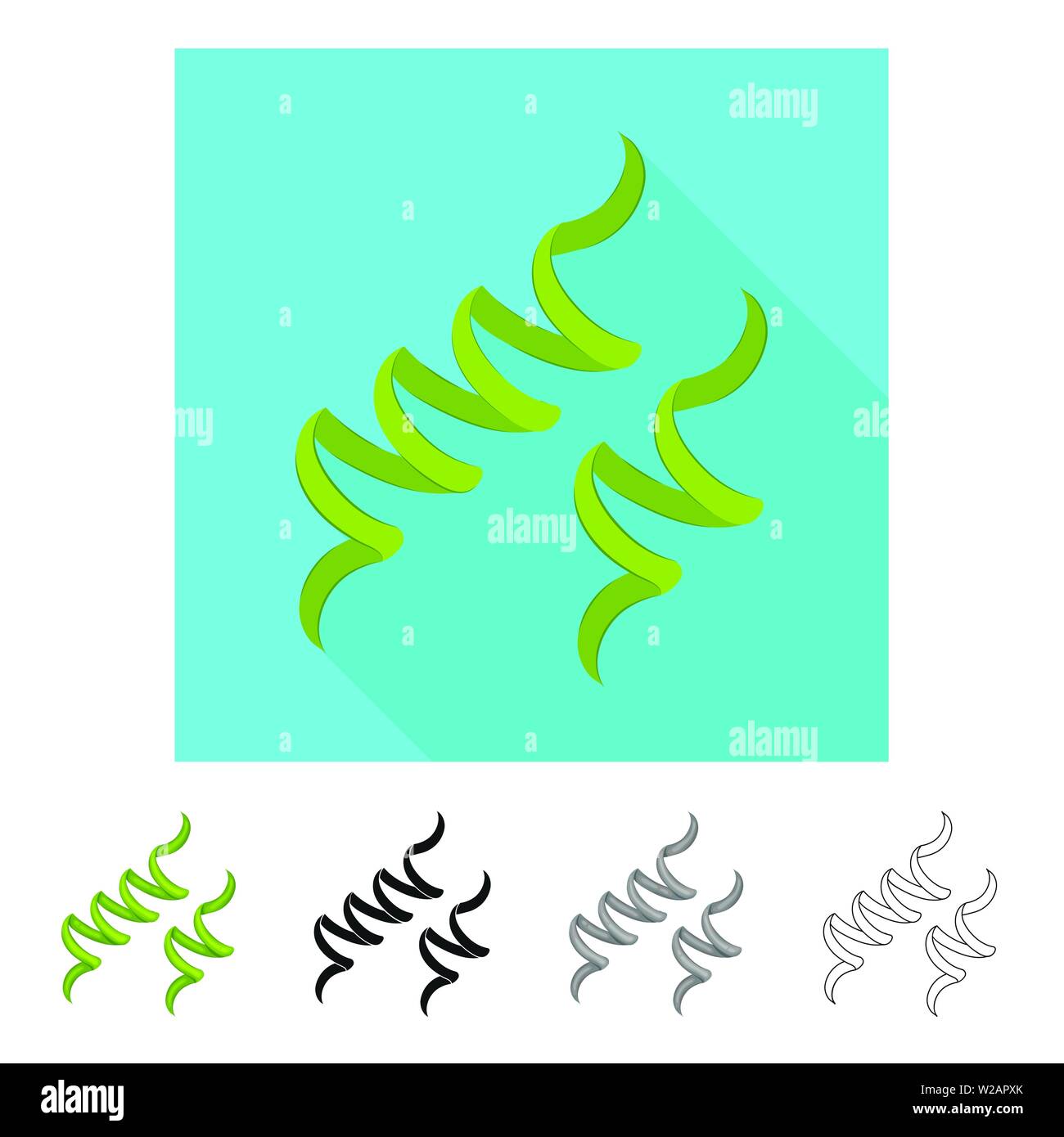 Vector design of algae and spiral sign. Collection of algae and natural ...