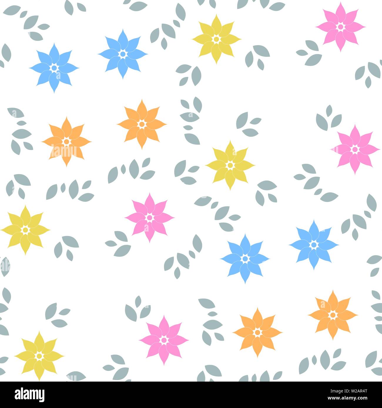 Abstract seamless pattern with flowers and leaves. Vector illustration ...