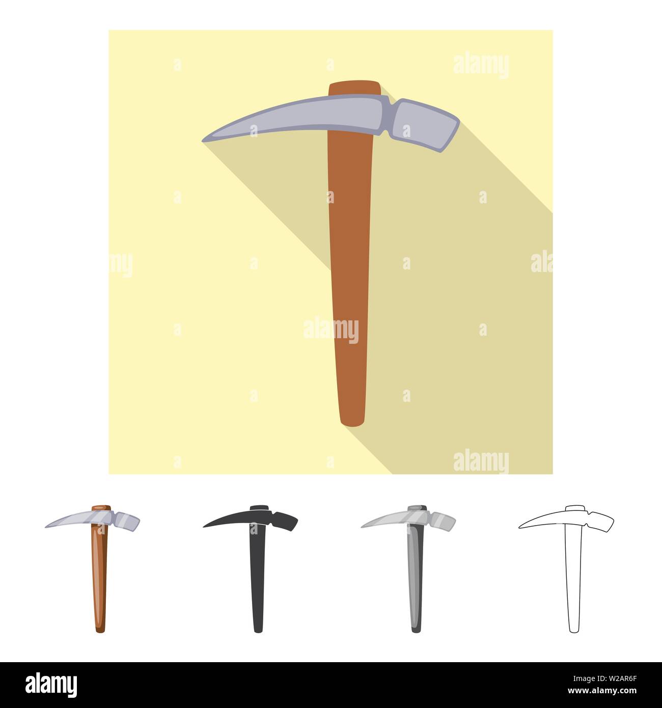 Vector illustration of pickaxe and pick sign. Set of pickaxe and tool ...