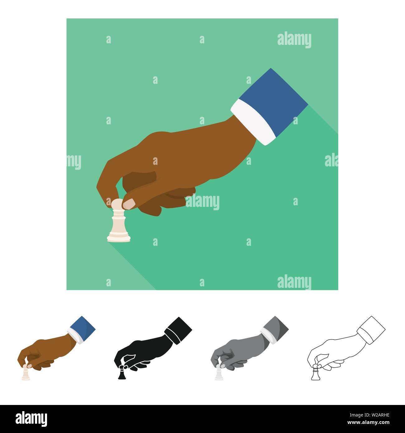 Vector illustration of hand and pawn symbol. Collection of hand and ...