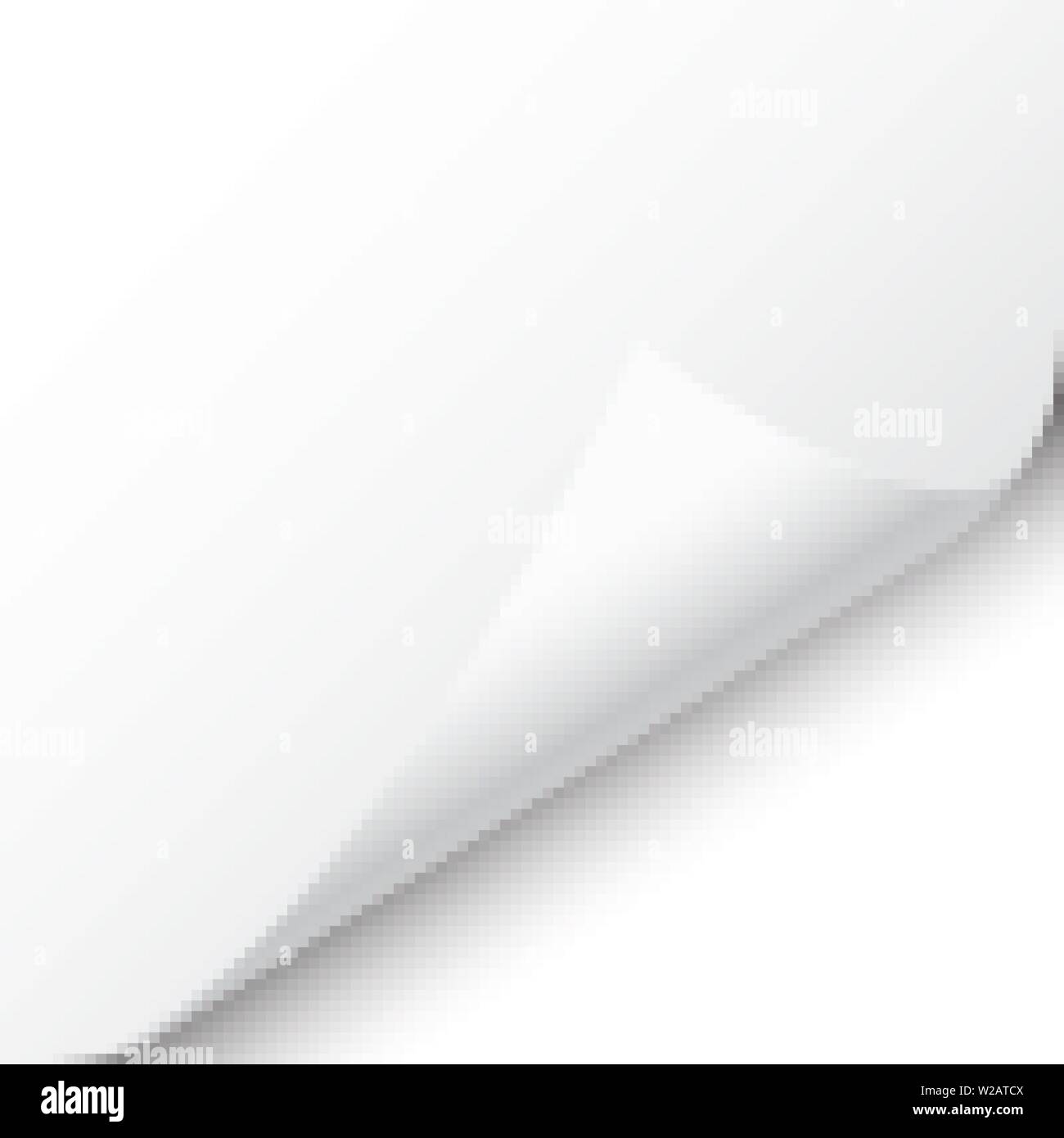 Curled page corner with shadow on white background. Blank sheet of ...