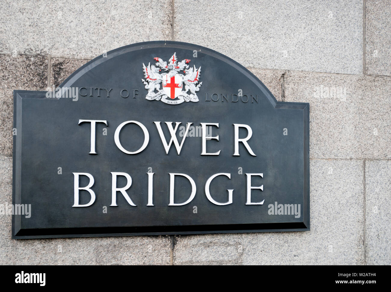 LONDON ENGLAND July 16 2013; City of London Tower Bridge sign with city ...