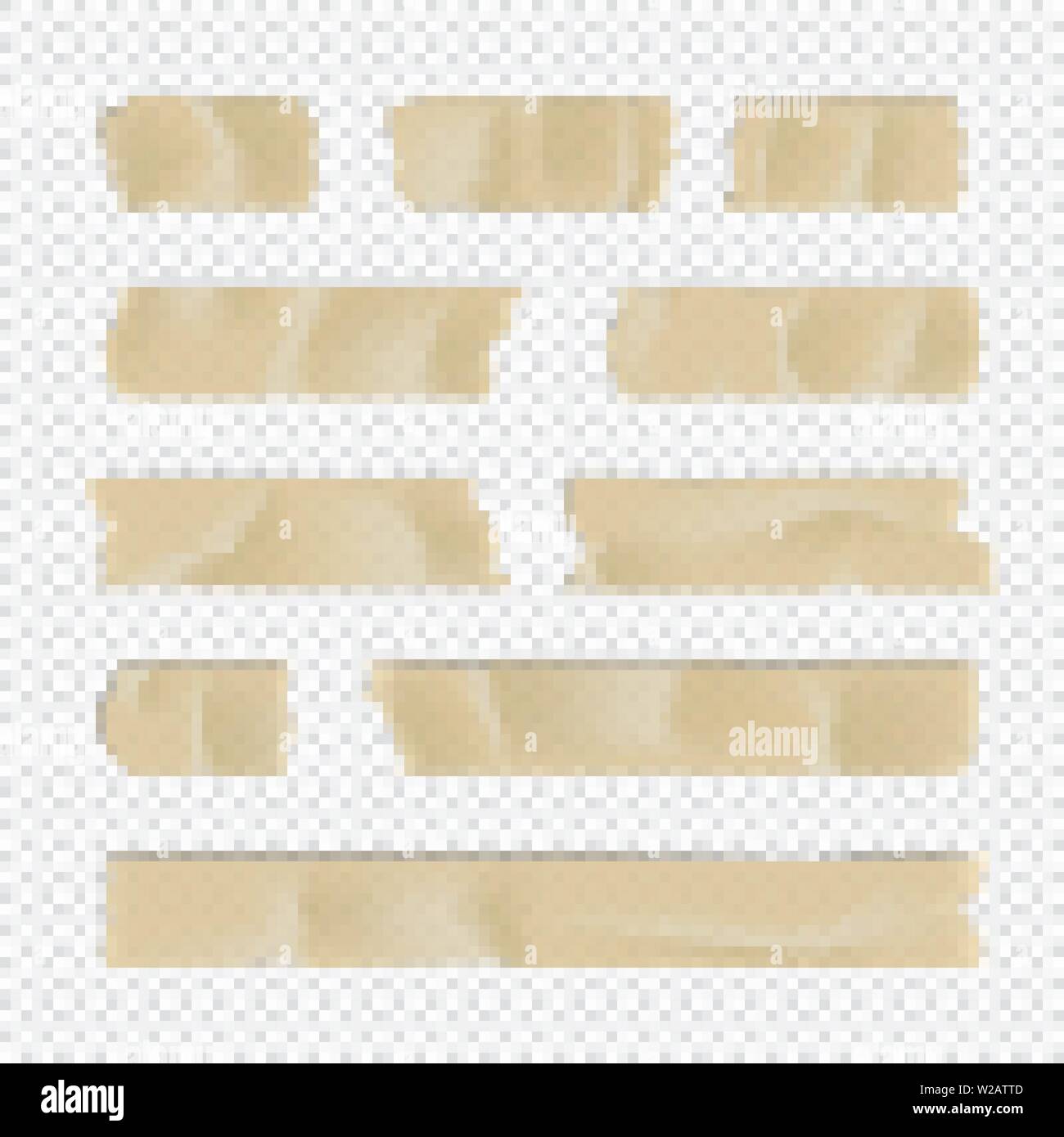 Adhesive tape set. Sticky paper strip isolated on transparent ...