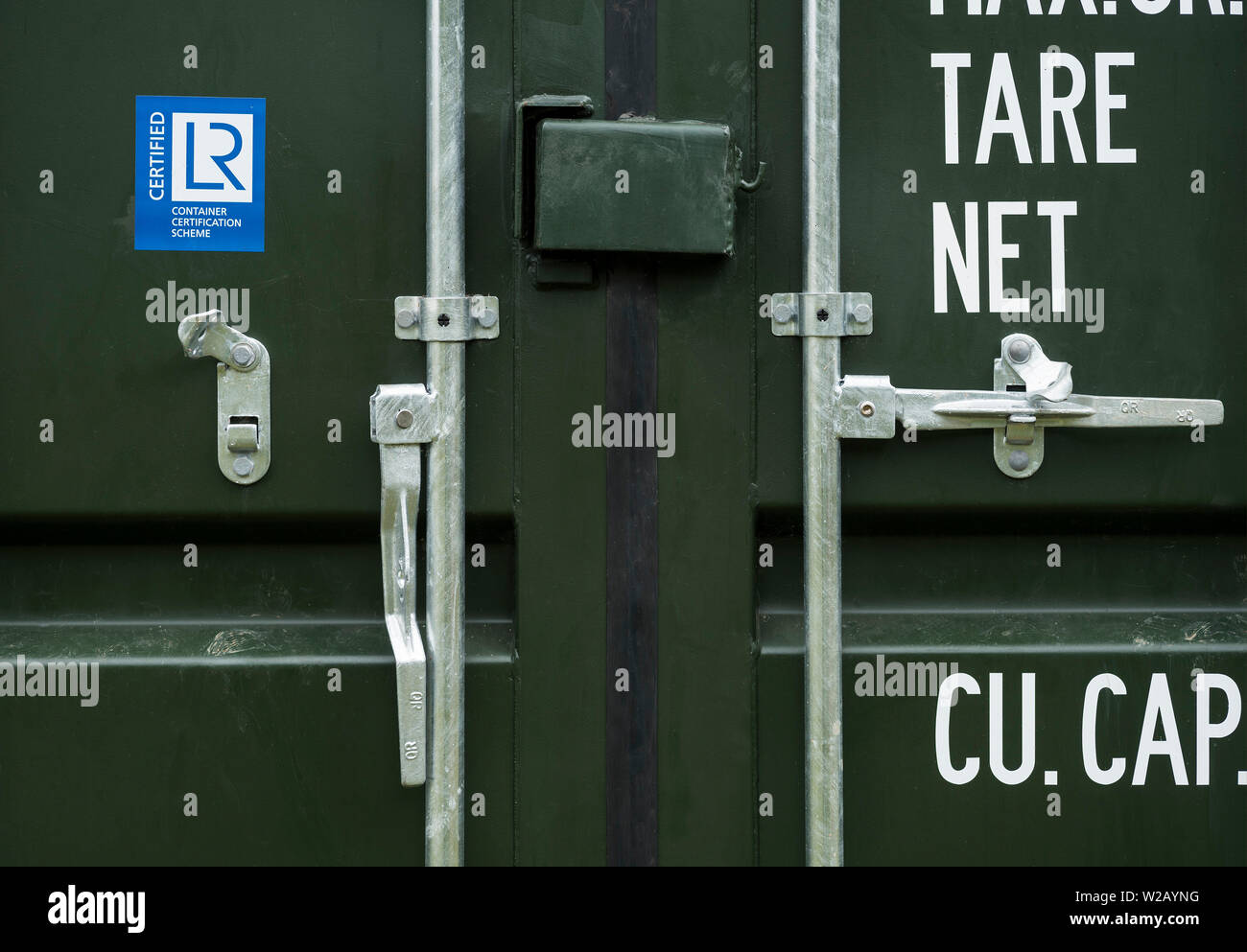 A close up of an international shipping container Stock Photo - Alamy