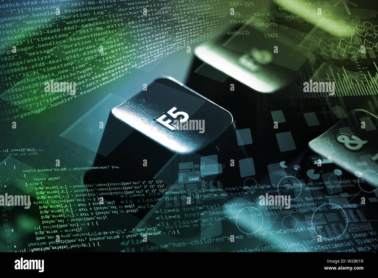 Close-up dark keyboard with coding and programing concept Stock Photo ...