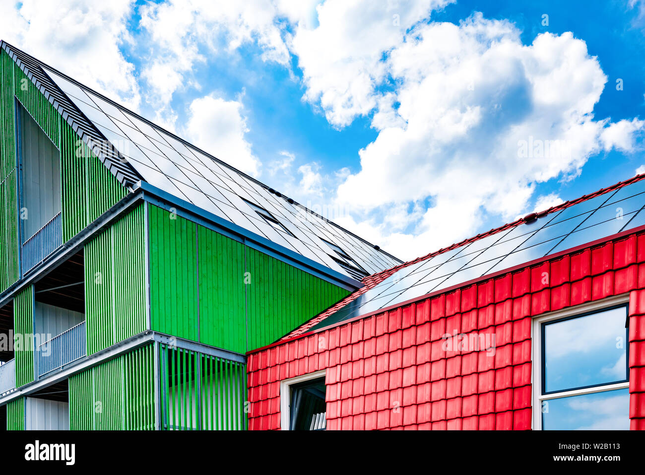 New construction with roof solar panels Stock Photo - Alamy