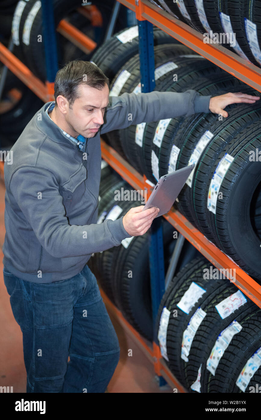 man working at a tire factory Stock Photo - Alamy