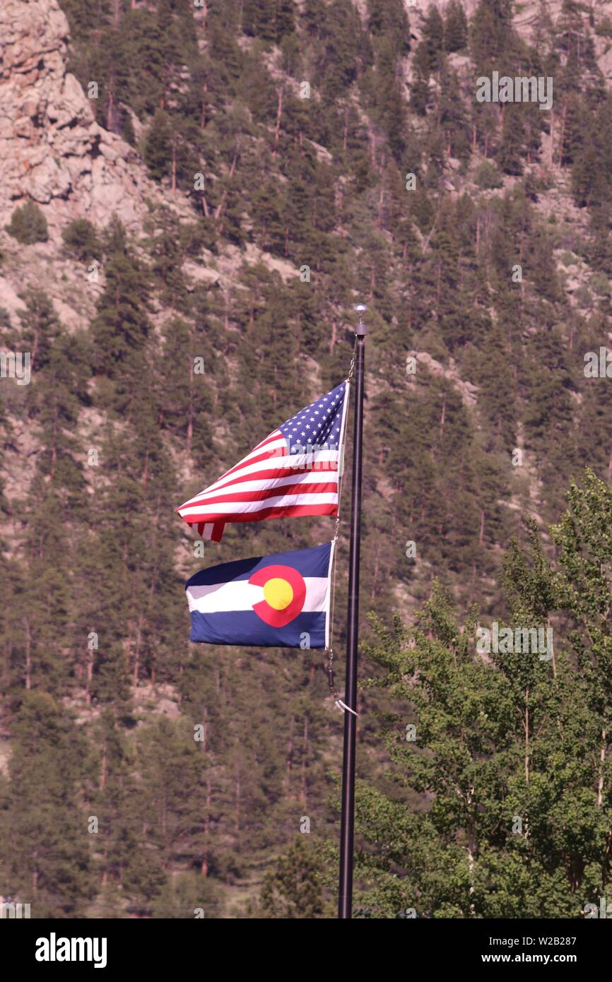 United States of America and Colorado Flags Stock Photo - Alamy