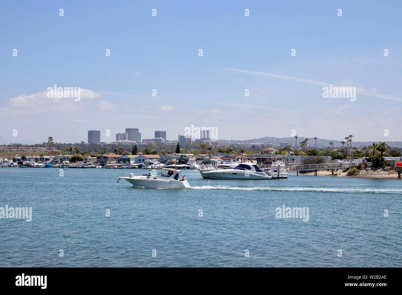 boats moored and in the water in Newport Beach California Stock Photo ...