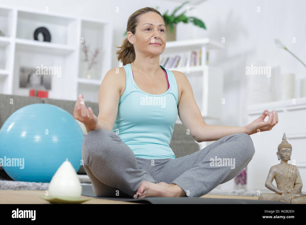 yoga balasana or child position Stock Photo - Alamy