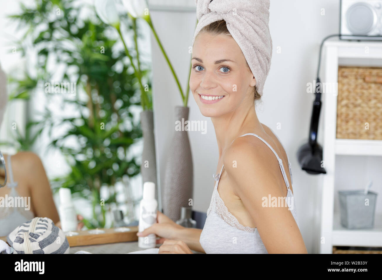 Woman after taking bath hi-res stock photography and images - Alamy