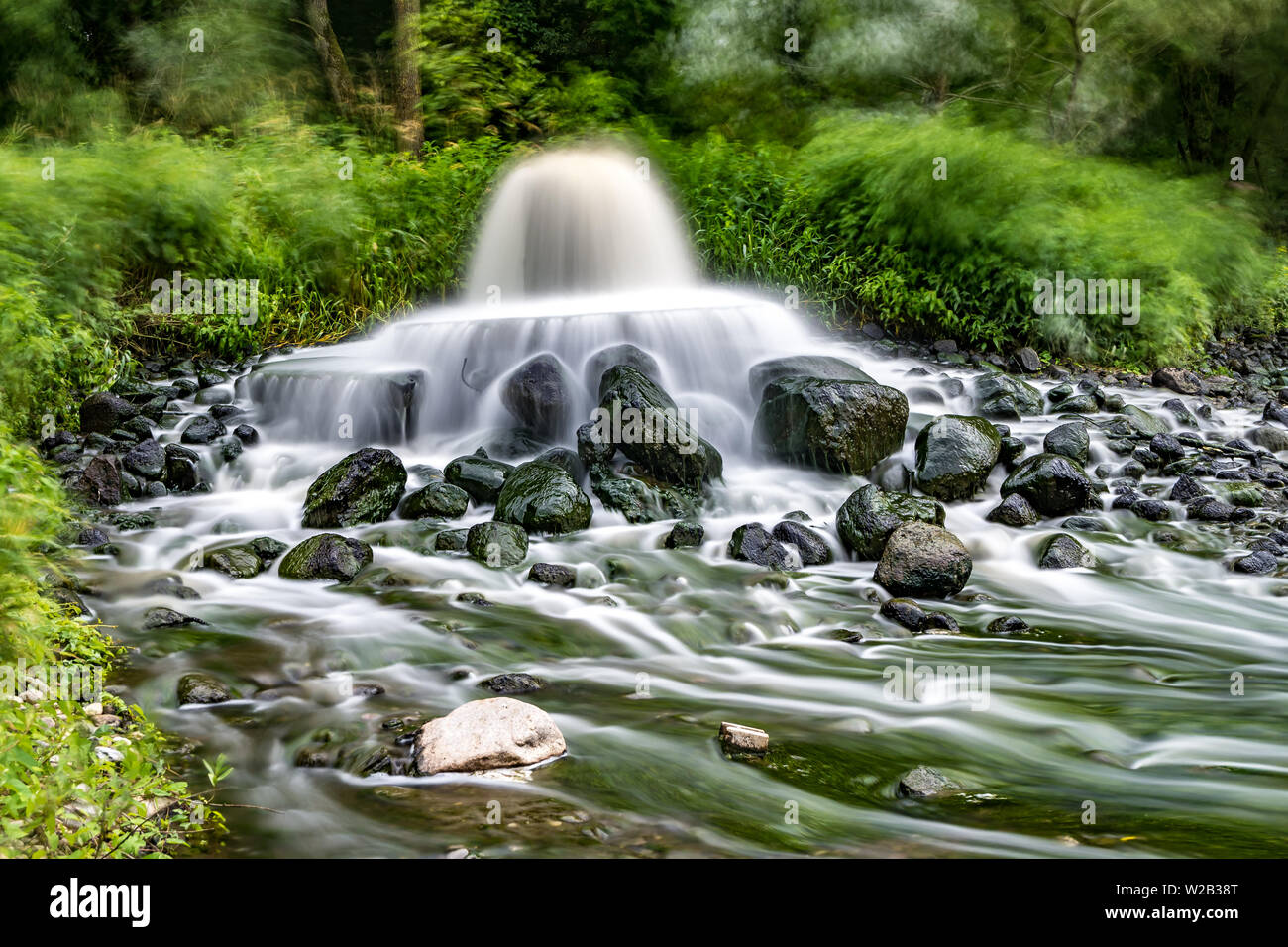 mixing zone of sewage discharge of urban sewage. river pollution. city ...