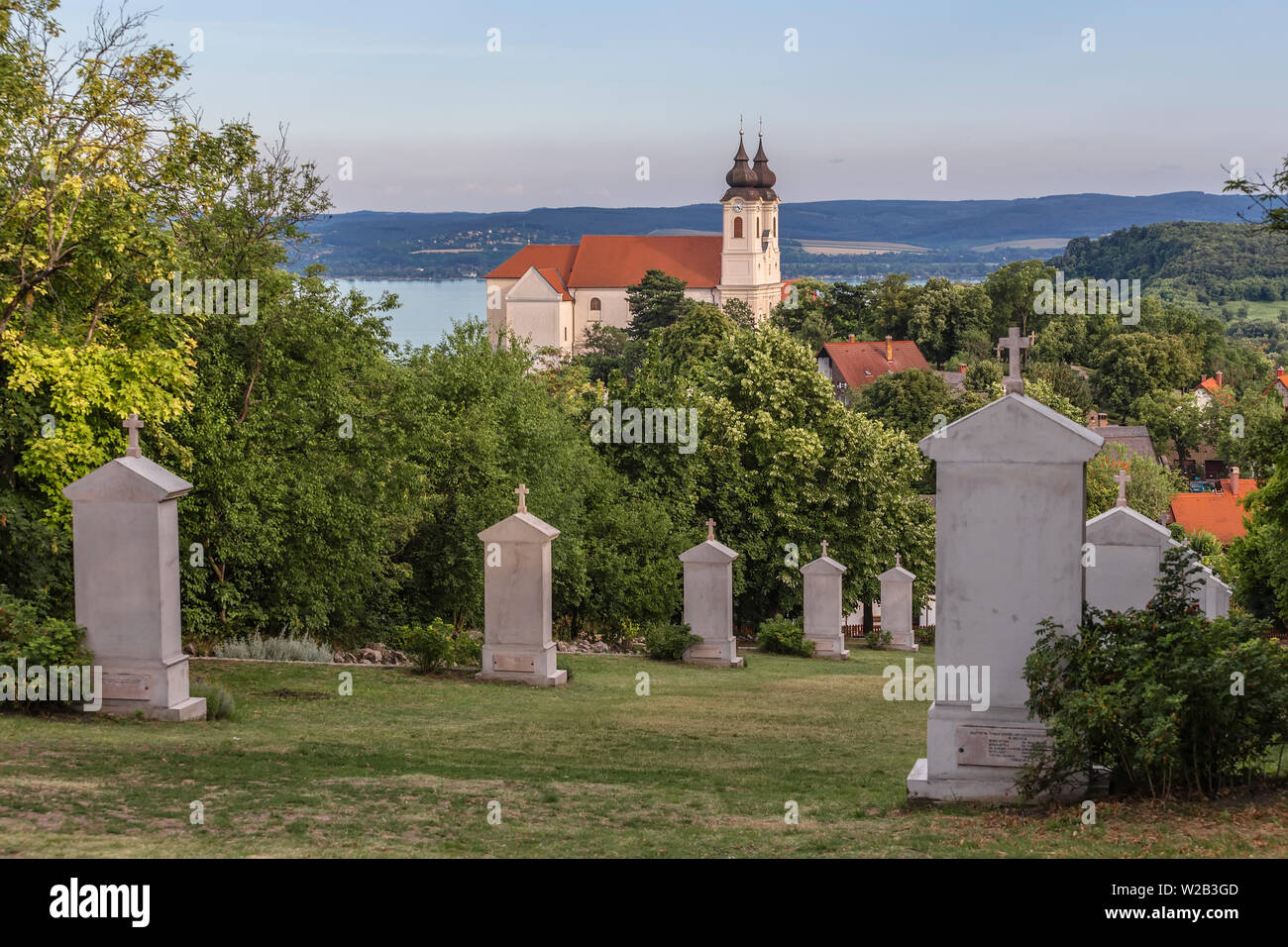 Benedictine Abbey on the Tihany peninsula. Balaton. Hungary Stock Photo ...