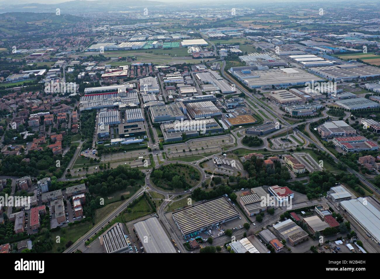 Maranello, Modena, Italy - Aerial view of Ferrari car factory complex ...