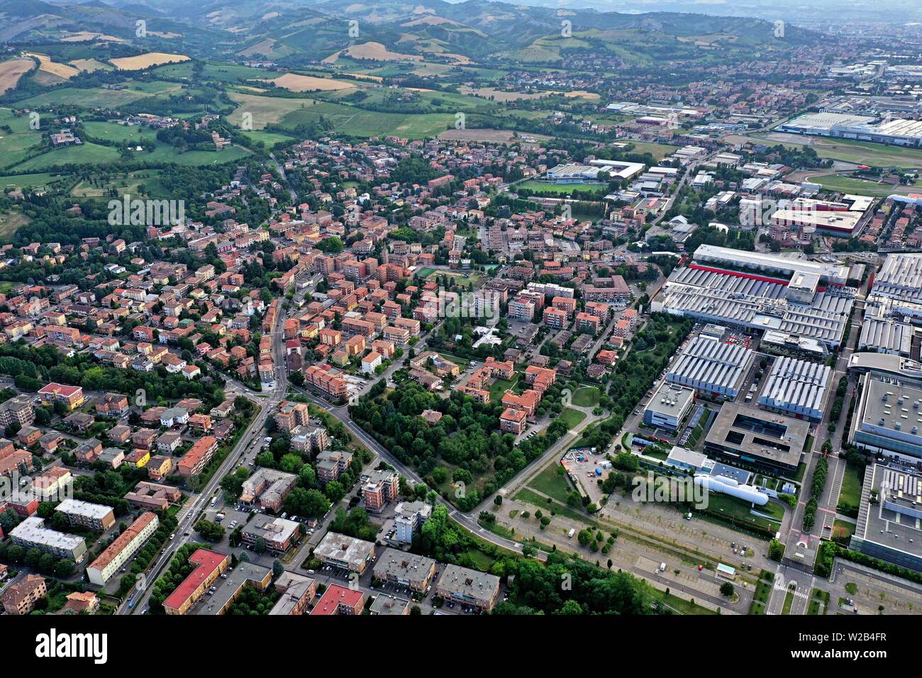 Maranello, Modena, Italy - Aerial view of Ferrari car factory complex ...