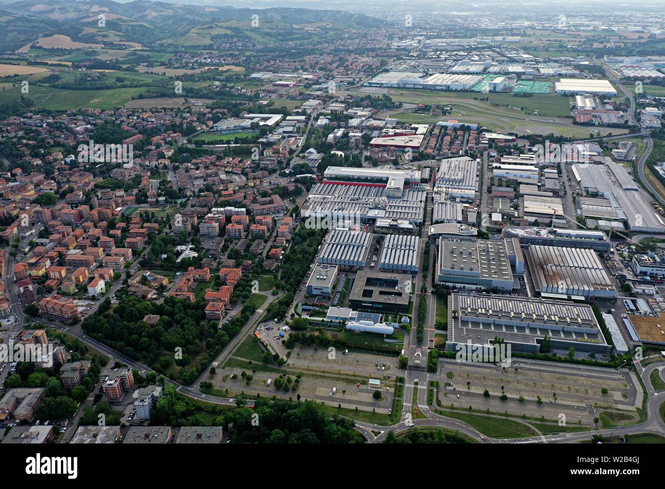 Maranello, Modena, Italy - Aerial view of Ferrari car factory complex ...